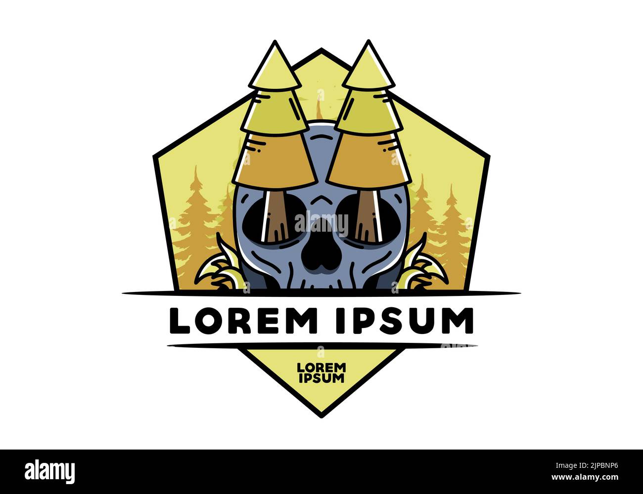 Illustration design of a pine trees stuck in skull Stock Vector Image ...