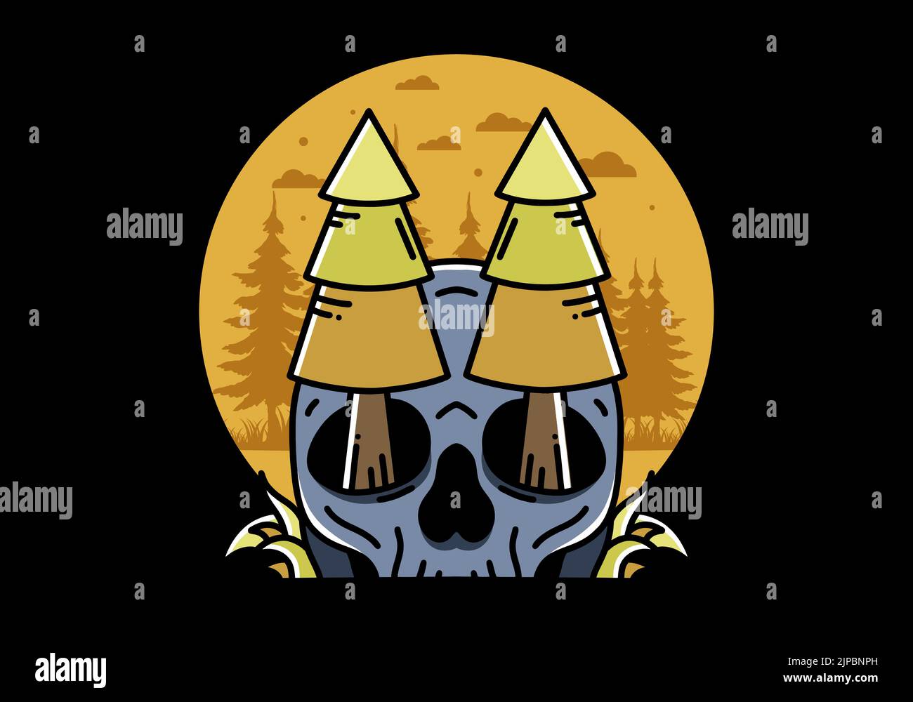 Illustration design of a pine trees stuck in skull Stock Vector Image ...