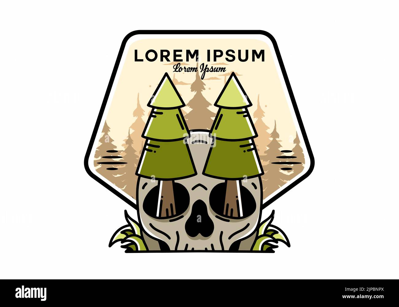 Illustration design of a pine trees stuck in skull Stock Vector Image ...