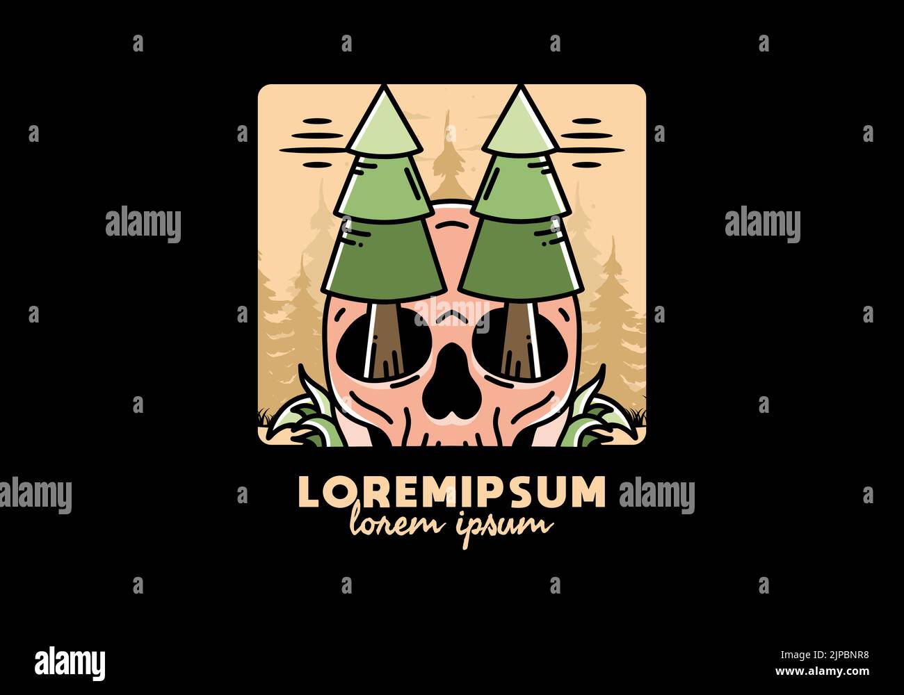 Illustration design of a pine trees stuck in skull Stock Vector Image ...