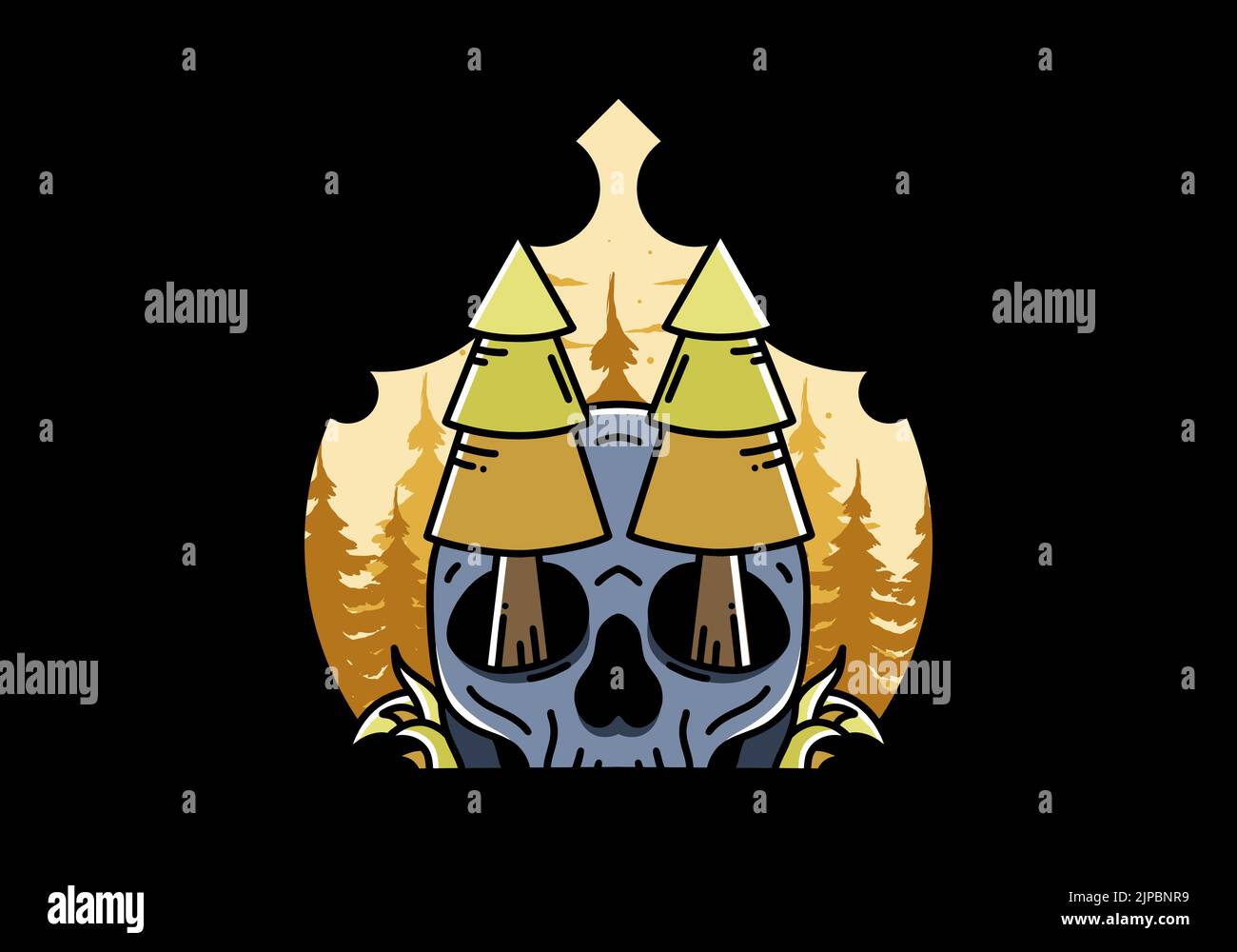 Illustration design of a pine trees stuck in skull Stock Vector Image ...