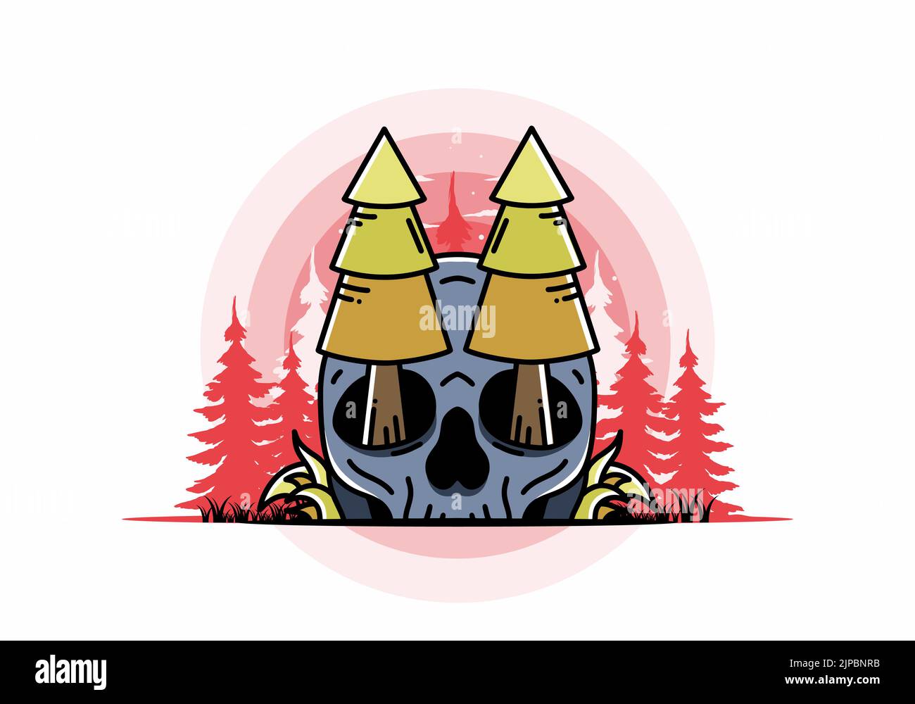 Illustration design of a pine trees stuck in skull Stock Vector Image ...