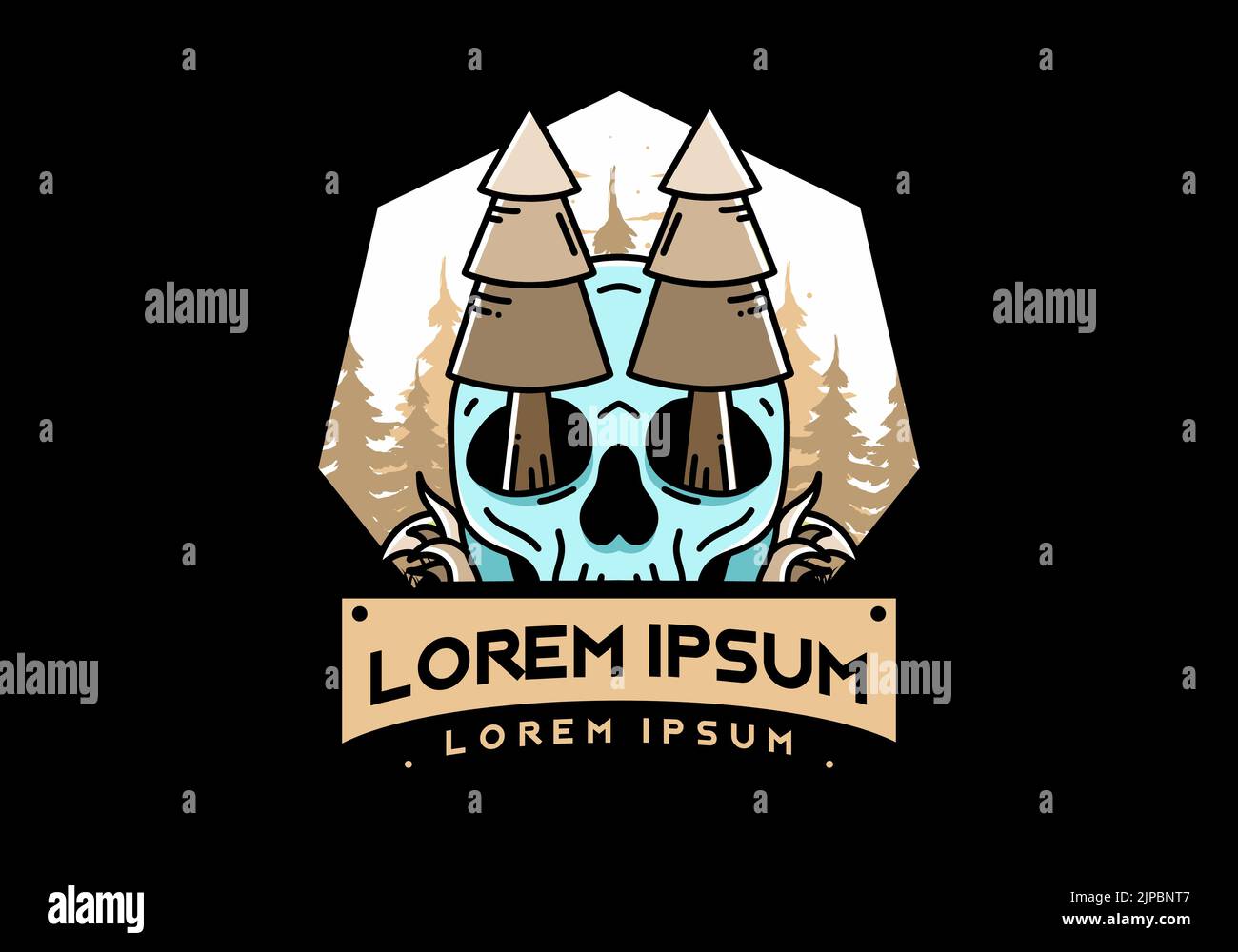 Illustration design of a pine trees stuck in skull Stock Vector Image ...
