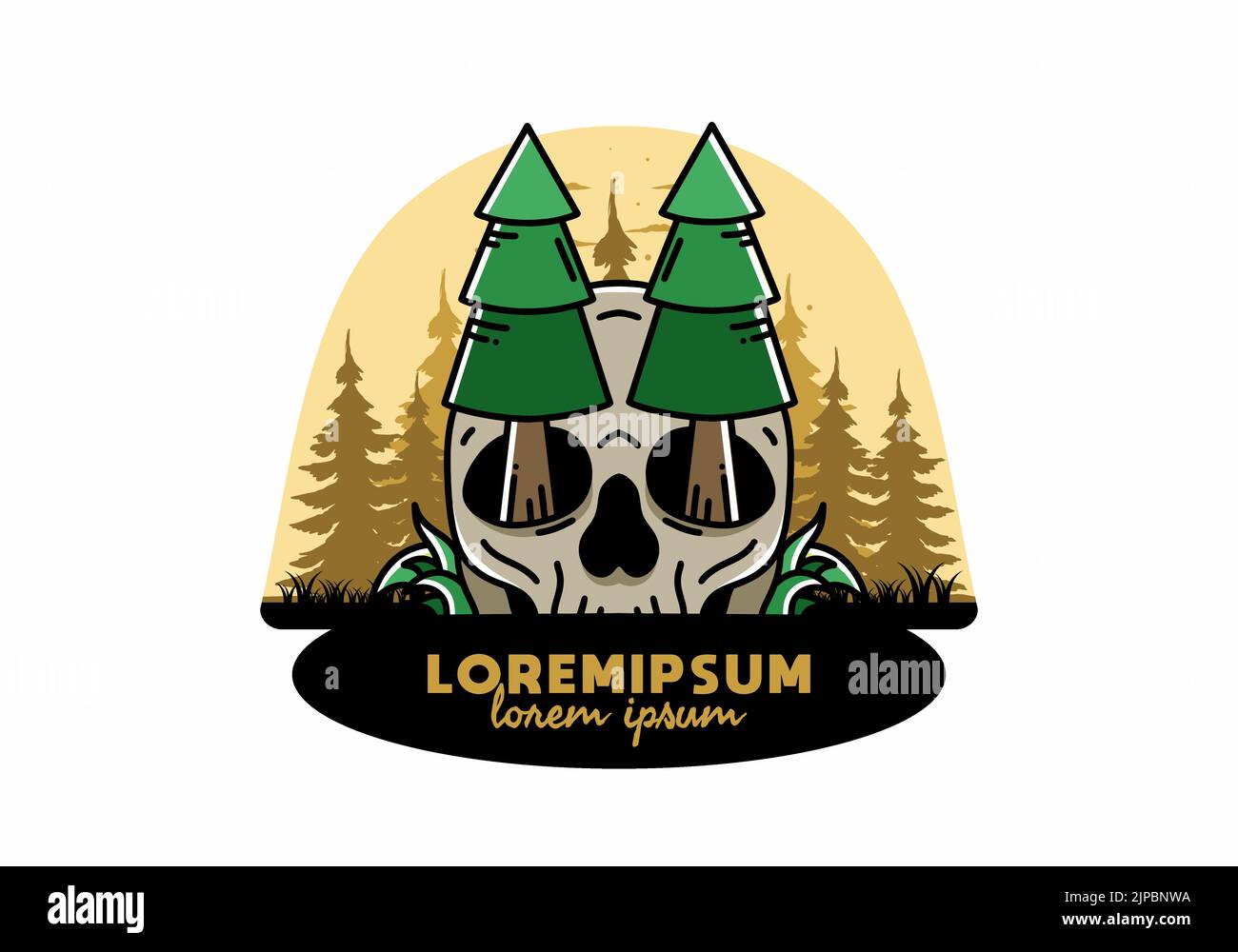 Illustration design of a pine trees stuck in skull Stock Vector Image ...