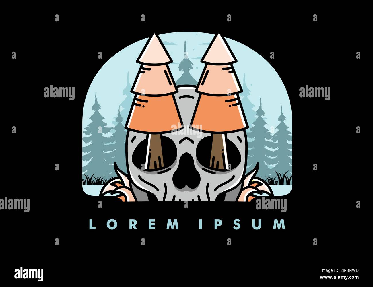 Illustration design of a pine trees stuck in skull Stock Vector Image ...
