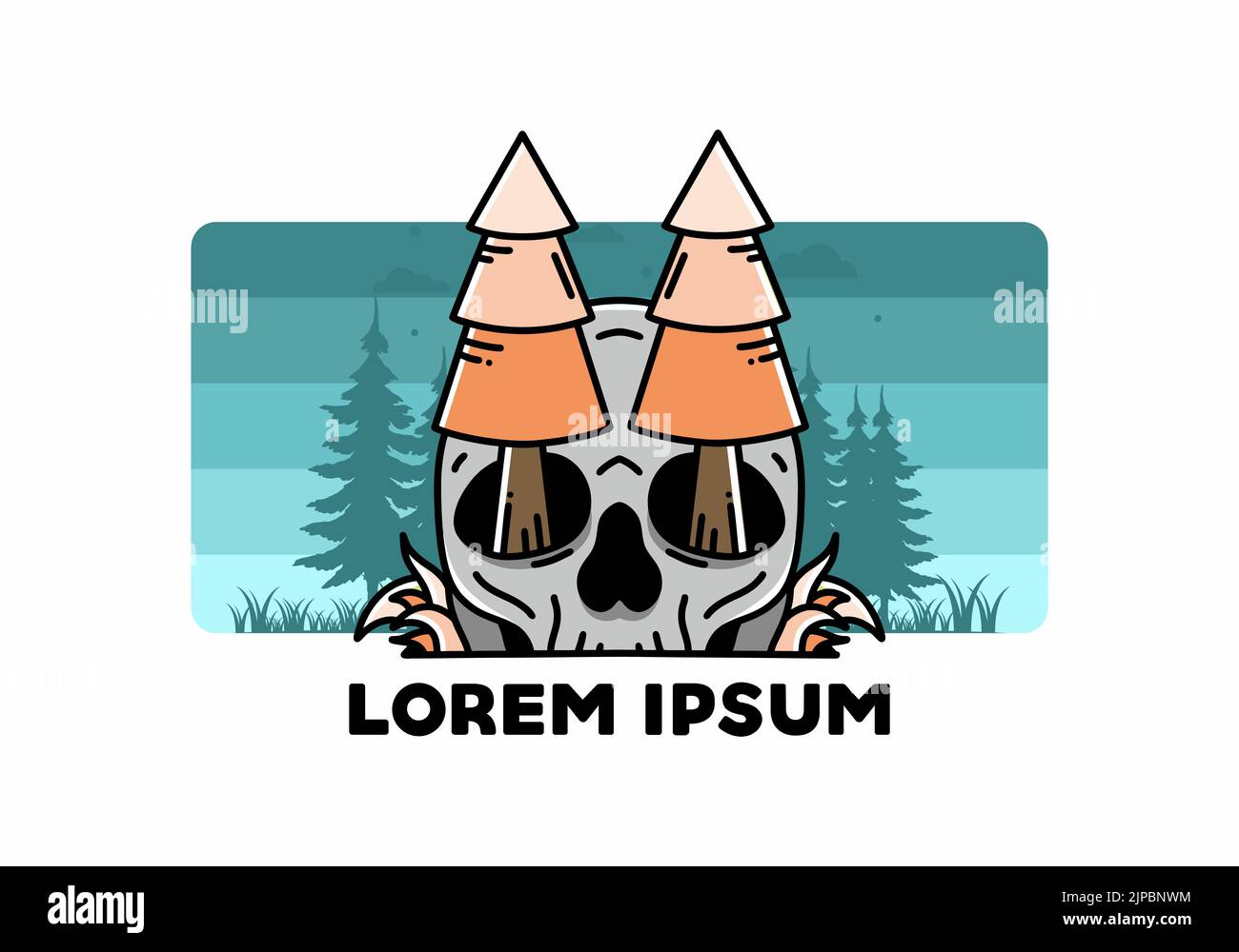 Illustration design of a pine trees stuck in skull Stock Vector Image ...