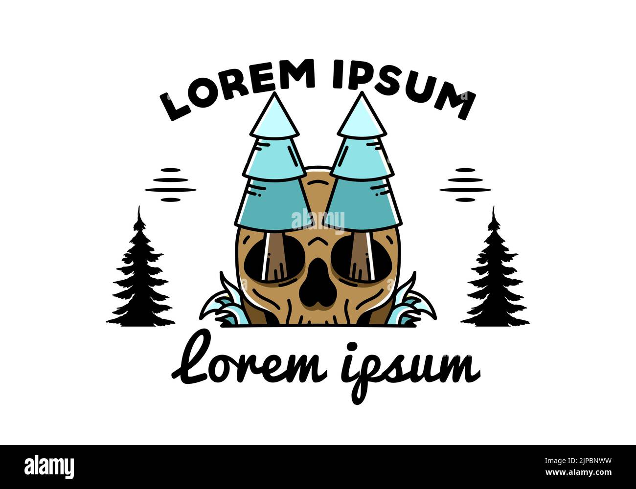 Illustration design of a pine trees stuck in skull Stock Vector Image ...