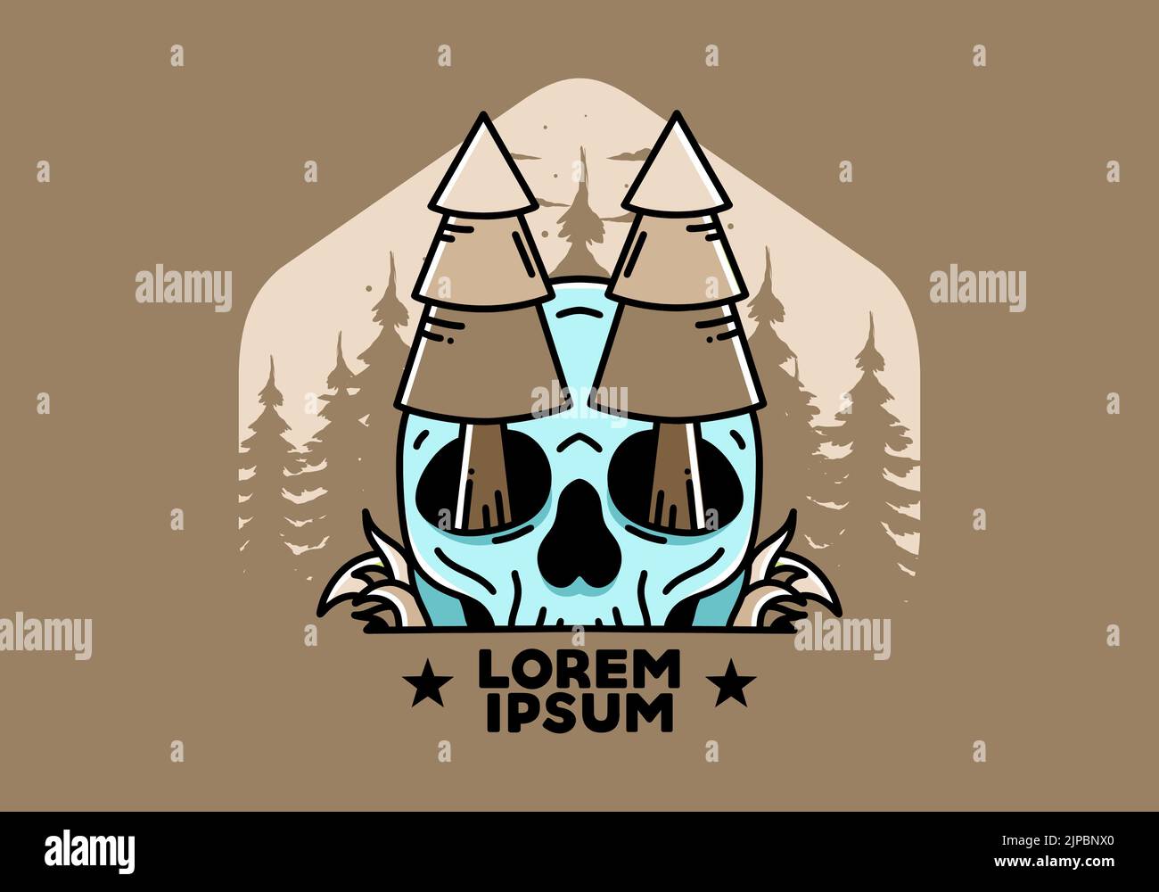 Illustration design of a pine trees stuck in skull Stock Vector Image ...