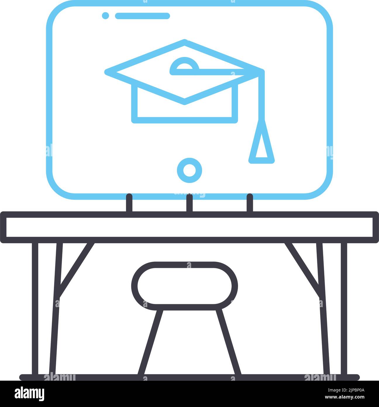 online learning line icon, outline symbol, vector illustration, concept ...