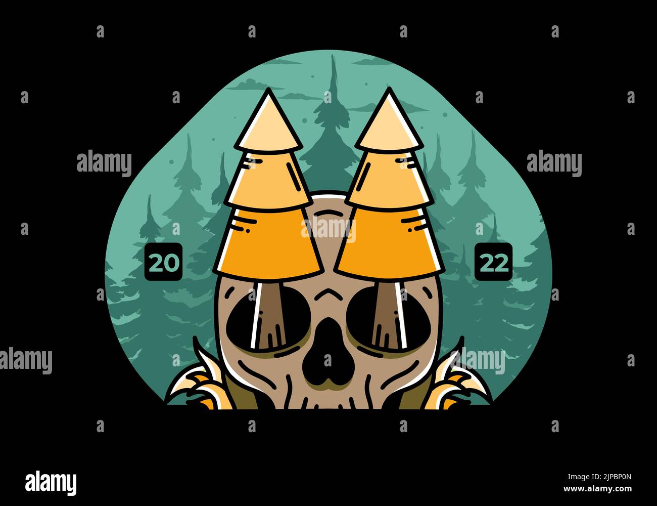 Illustration design of a pine trees stuck in skull Stock Vector Image ...