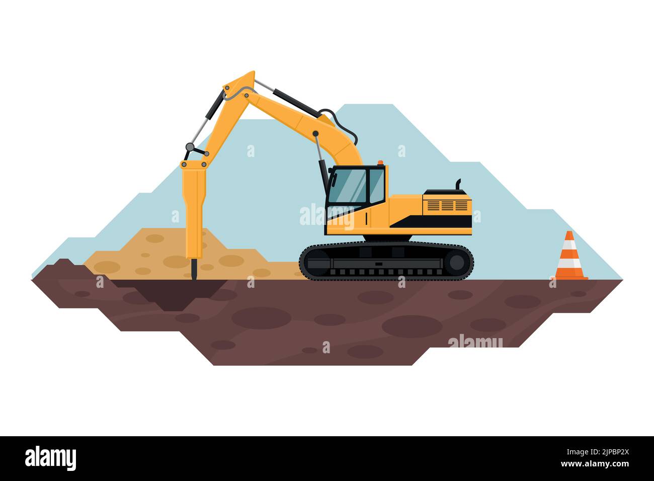 Crawler hammer excavator, heavy machinery used in the construction and ...