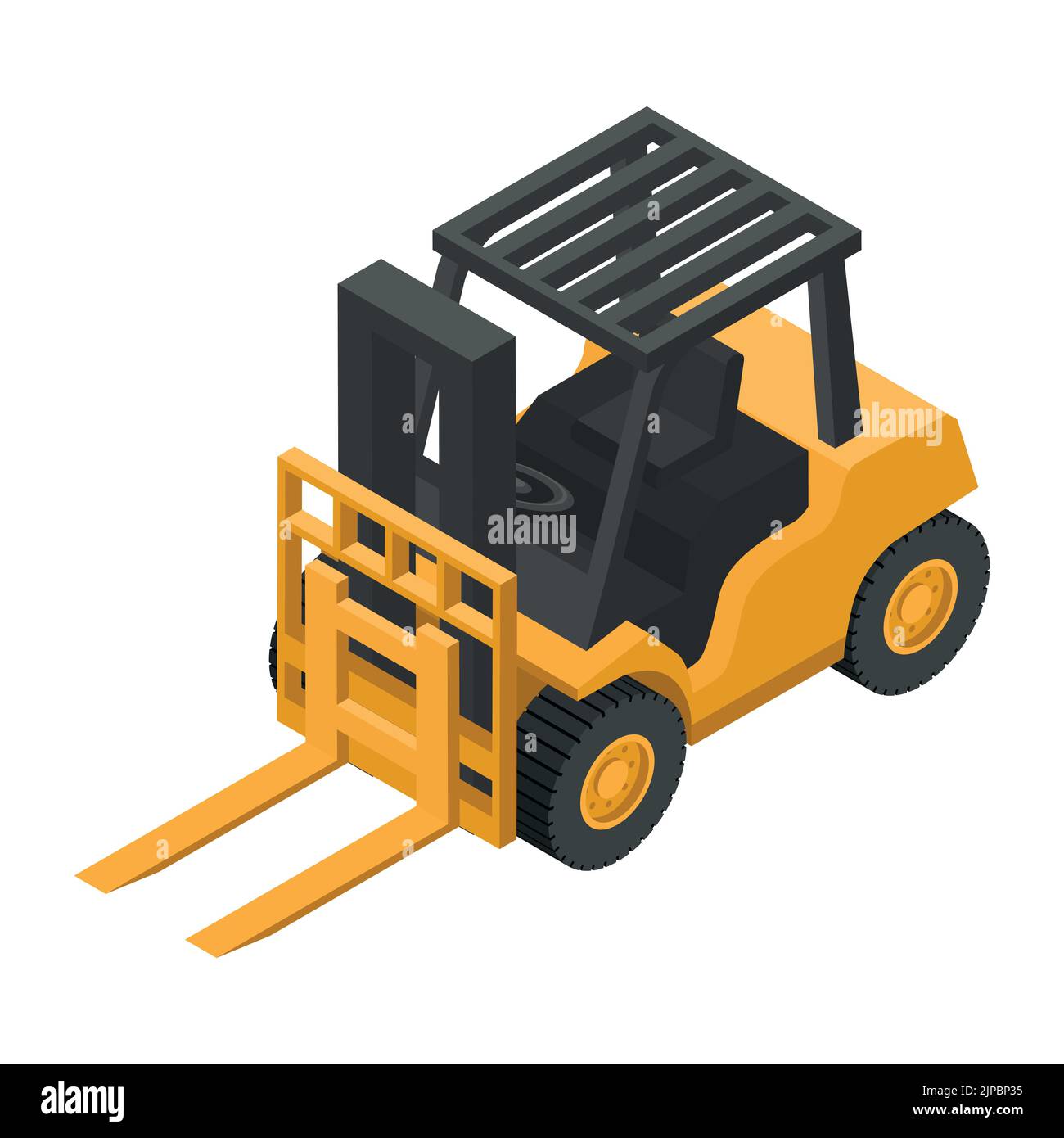 heavy machinery with yellow 3d isometric lift truck to load pallets ...