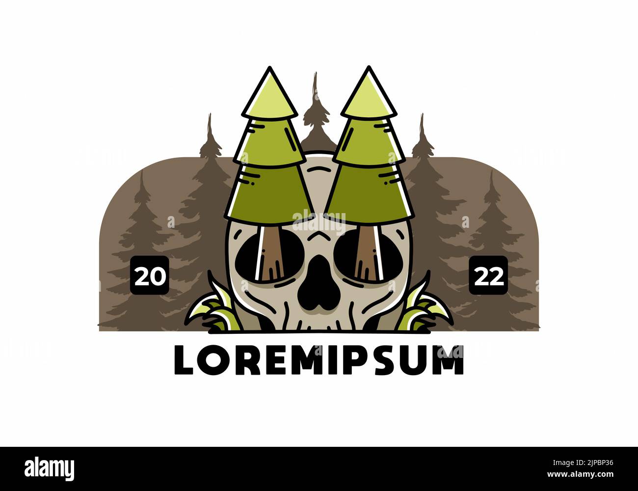 Illustration design of a pine trees stuck in skull Stock Vector Image ...