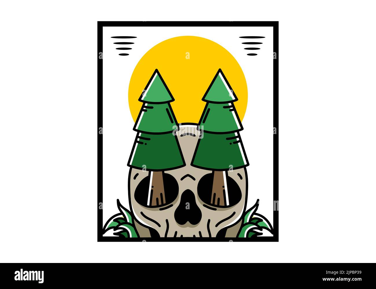 Illustration design of a pine trees stuck in skull Stock Vector Image ...