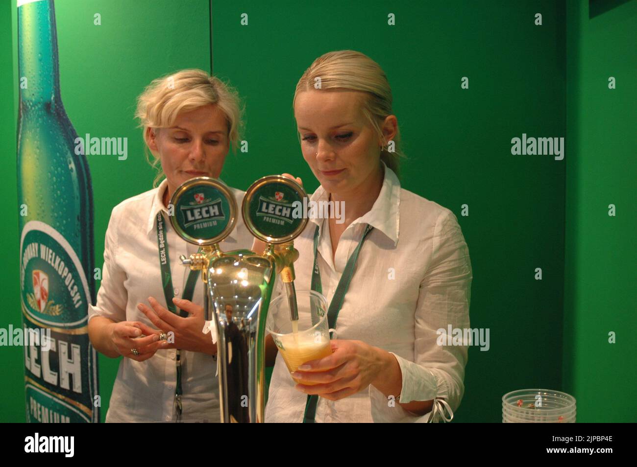 Polish lech beer at Tour Salon 2005 Poznan Poland .(Photo by Francis ...