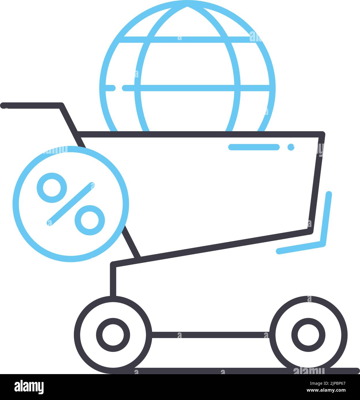 global purchasing line icon, outline symbol, vector illustration ...