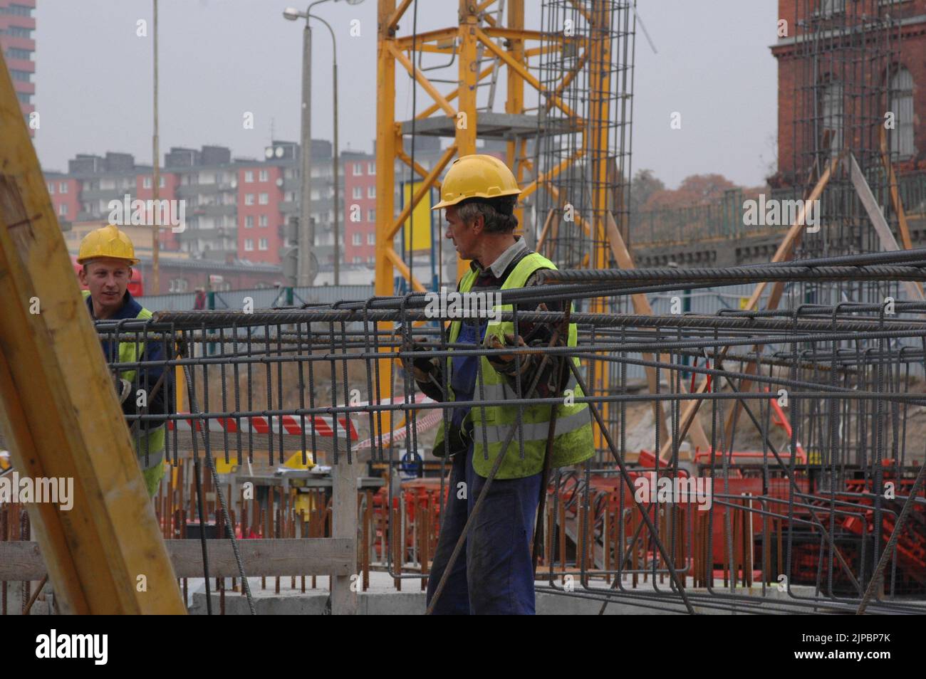 Polish Construction workers in Poznan Poaldn Oct. 21,2005 .(Photo by ...