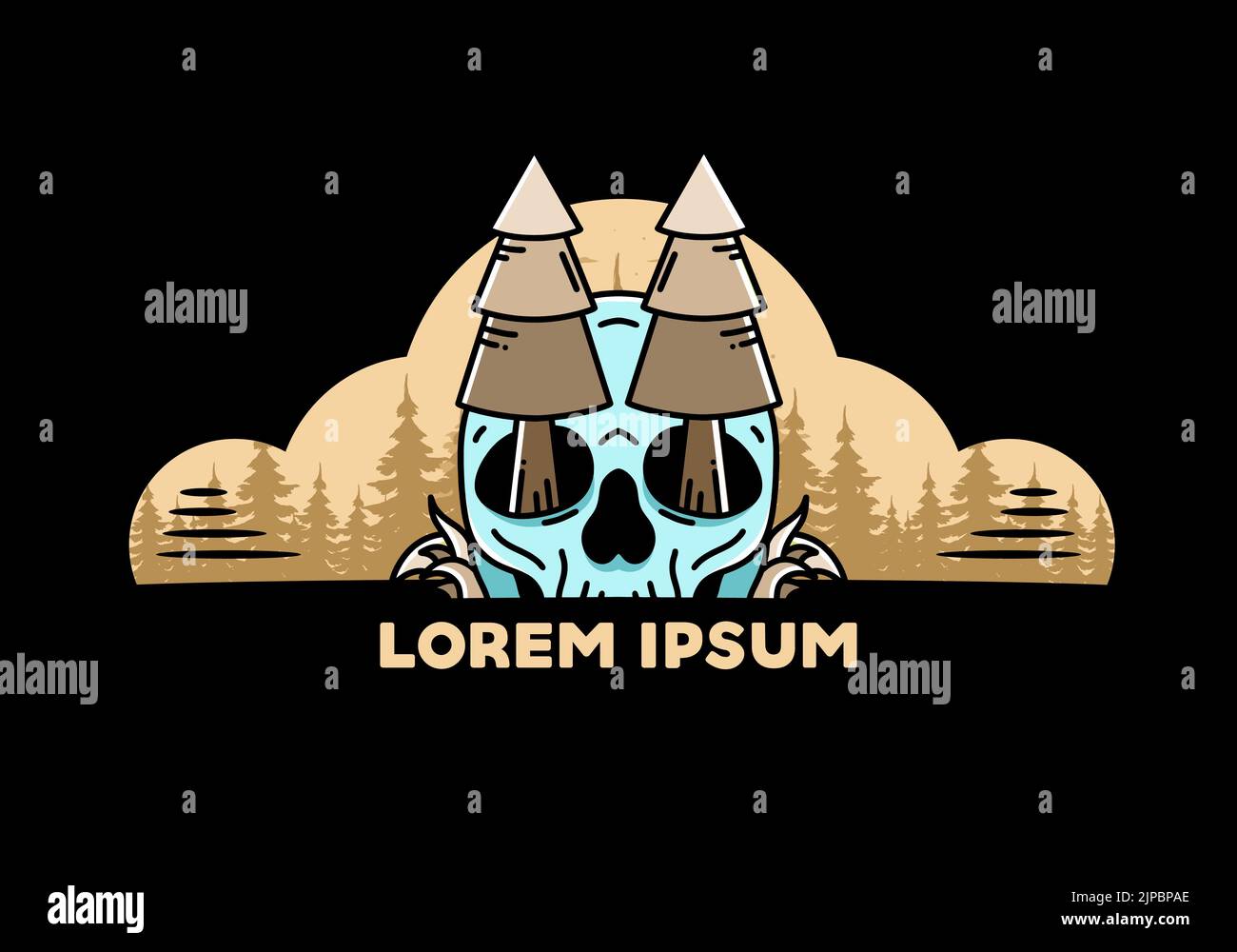 Illustration design of a pine trees stuck in skull Stock Vector Image ...