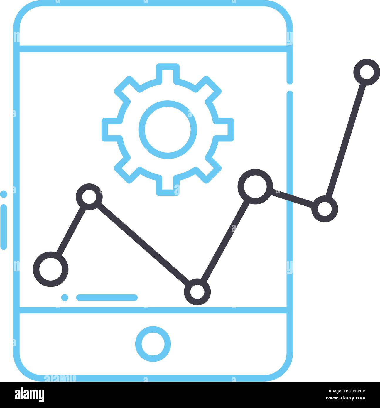 online graph up line icon, outline symbol, vector illustration, concept ...