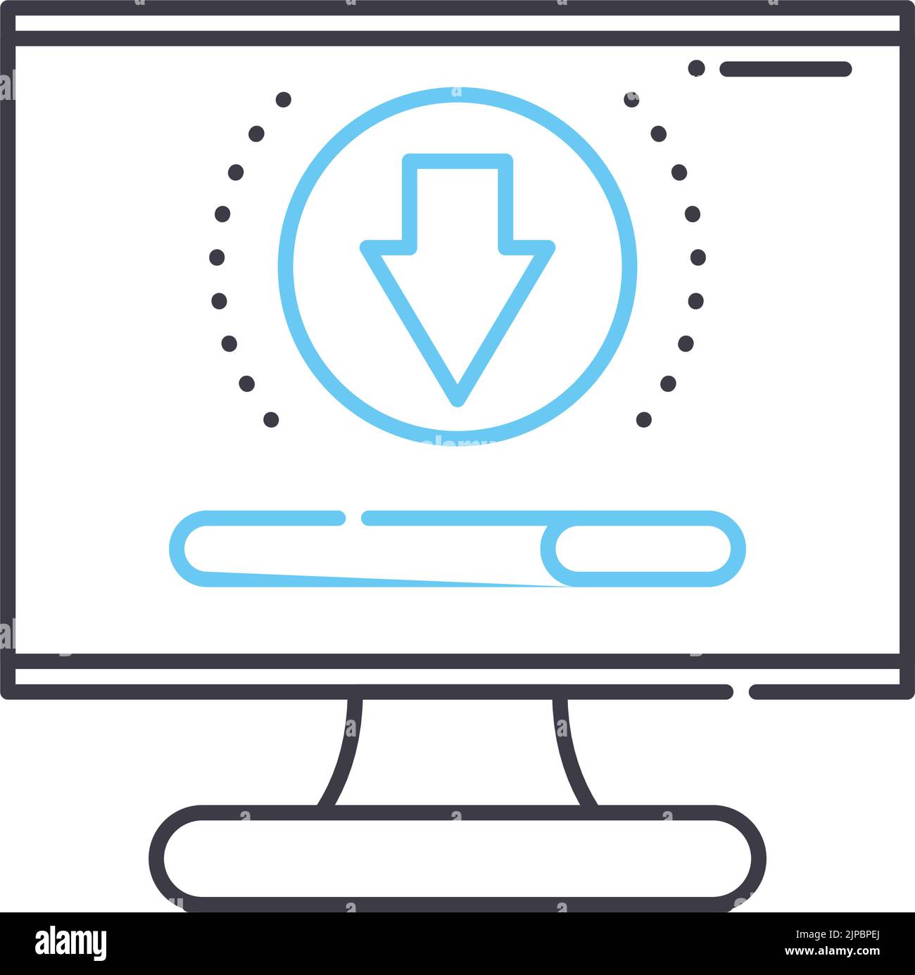 software download line icon, outline symbol, vector illustration ...