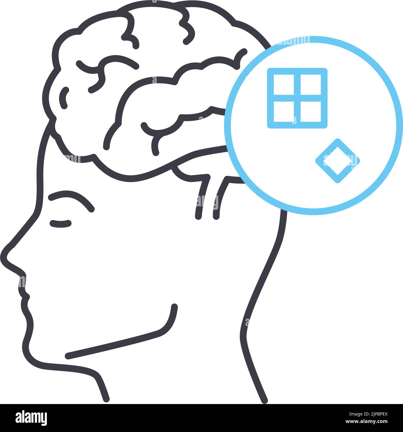 human memory line icon, outline symbol, vector illustration, concept ...