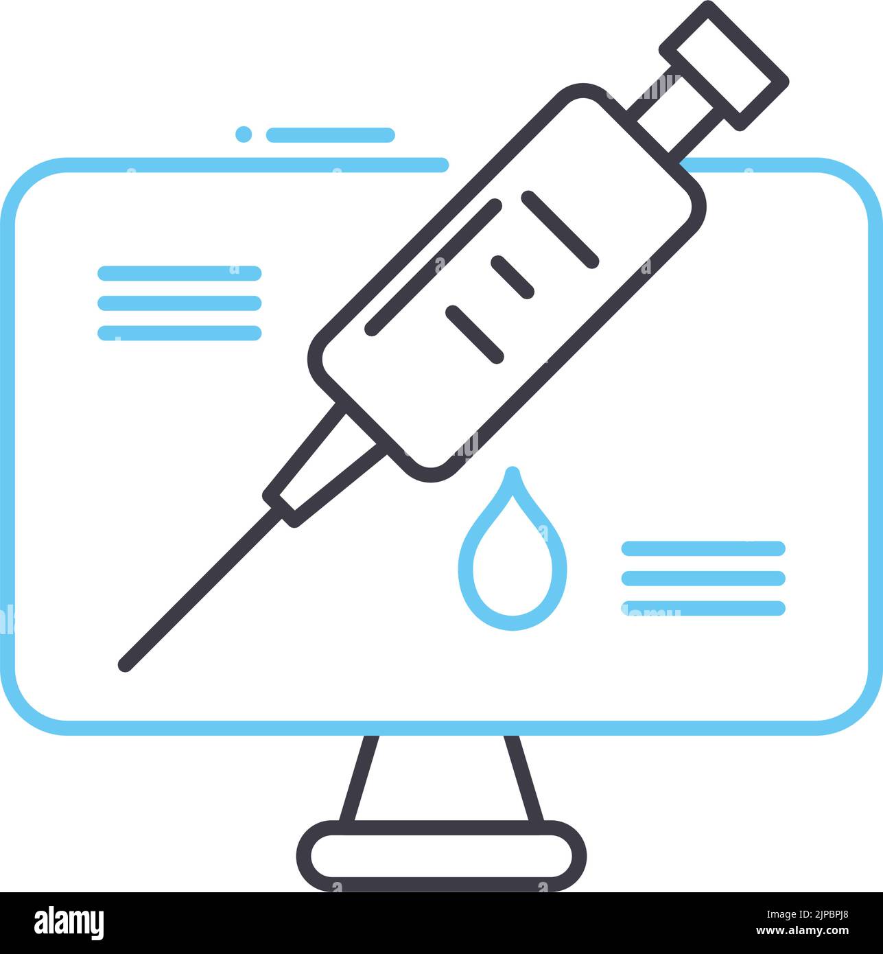 social media injection line icon, outline symbol, vector illustration ...