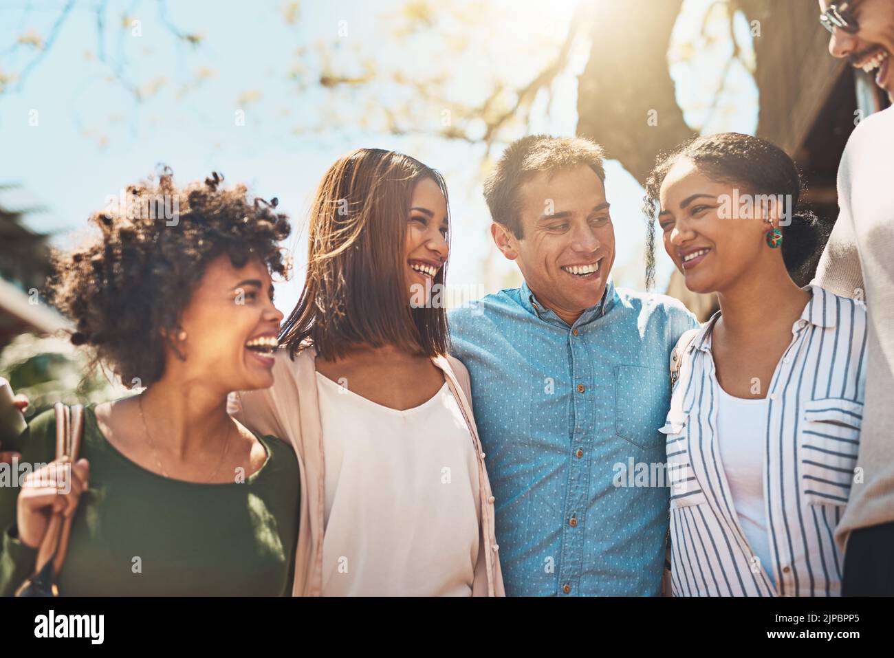 We are one close group of friends. a cheerful young group of friends ...