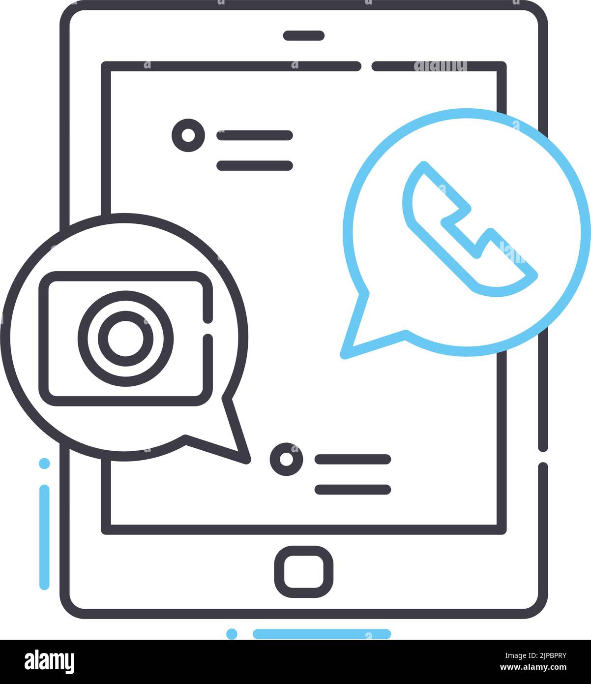 mobile messenger line icon, outline symbol, vector illustration ...