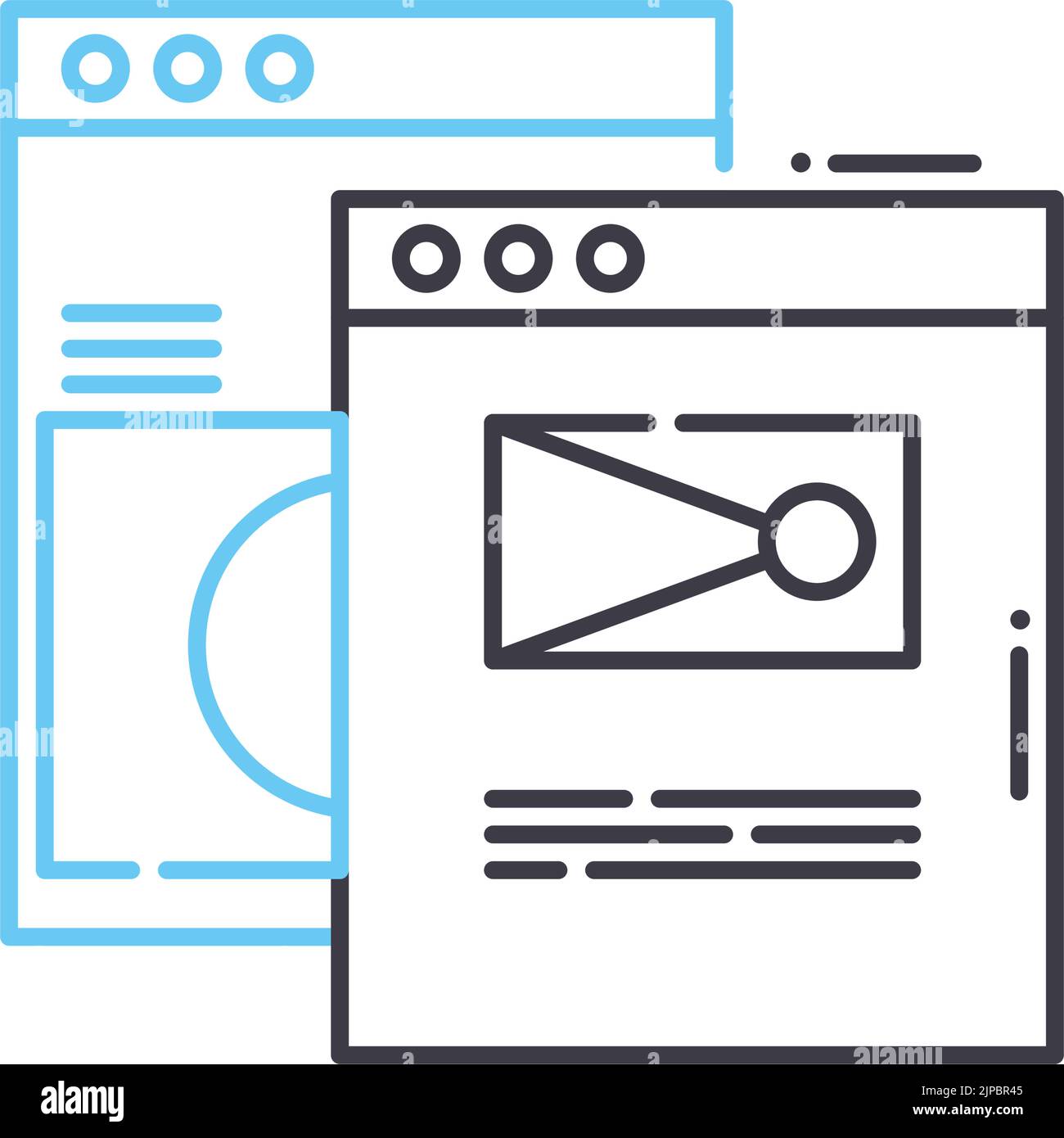 front end line icon, outline symbol, vector illustration, concept sign ...