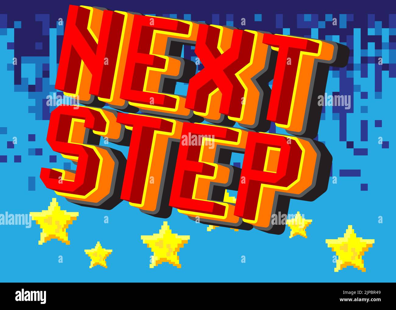 Next Step. Pixelated word with geometric graphic background. Vector ...
