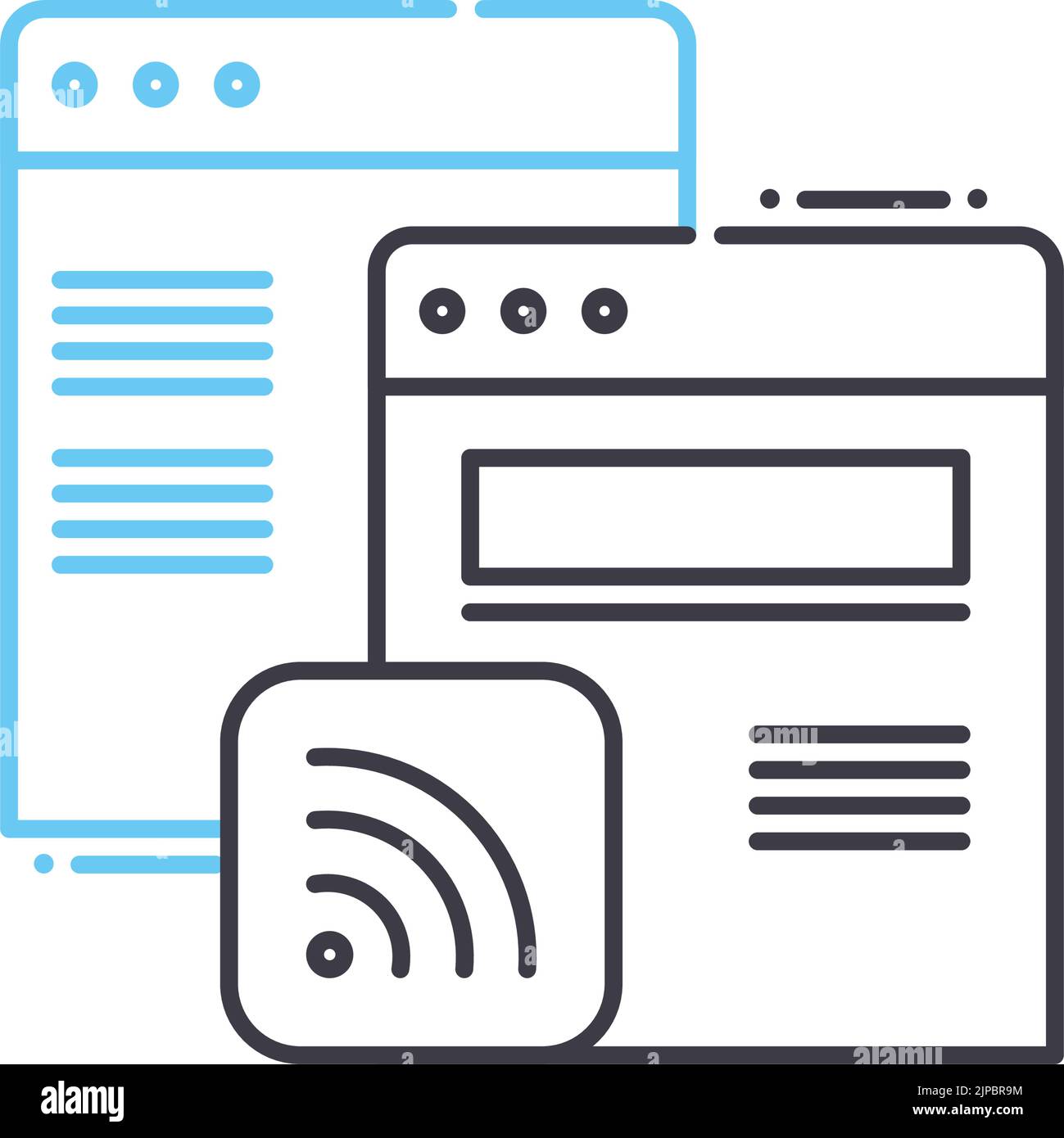 rss line icon, outline symbol, vector illustration, concept sign Stock ...