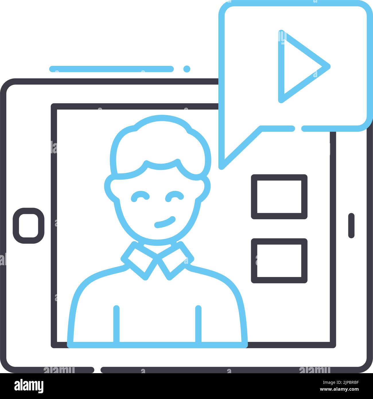 online teacher line icon, outline symbol, vector illustration, concept ...