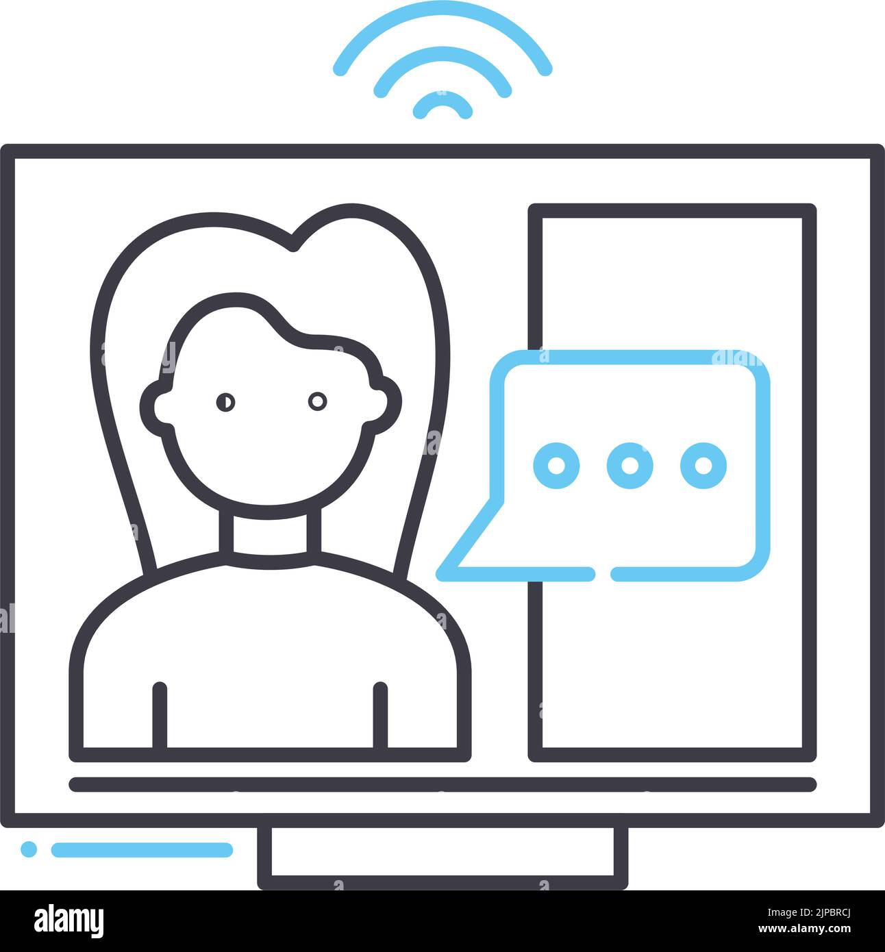 live streaming line icon, outline symbol, vector illustration, concept ...