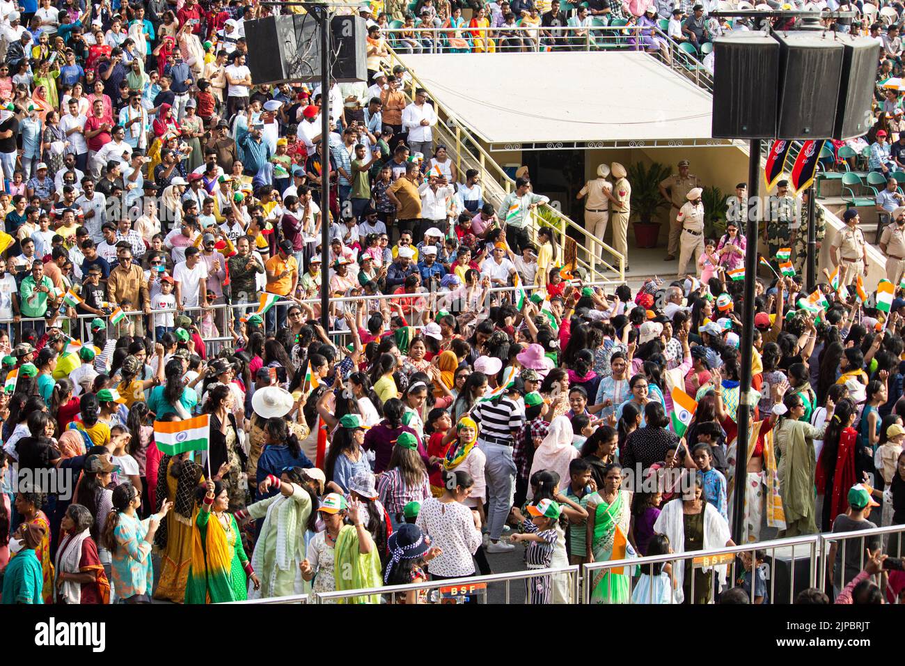 The lowering of the flags ceremony at the Attari-Wagah border is a ...
