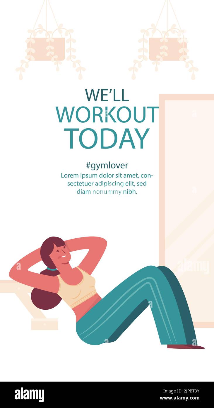 Flat design gym fitness stories template Vector illustration Stock ...