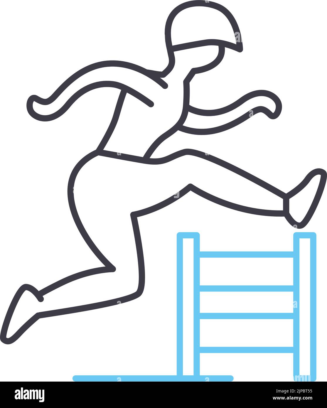 steeplechase running line icon, outline symbol, vector illustration ...