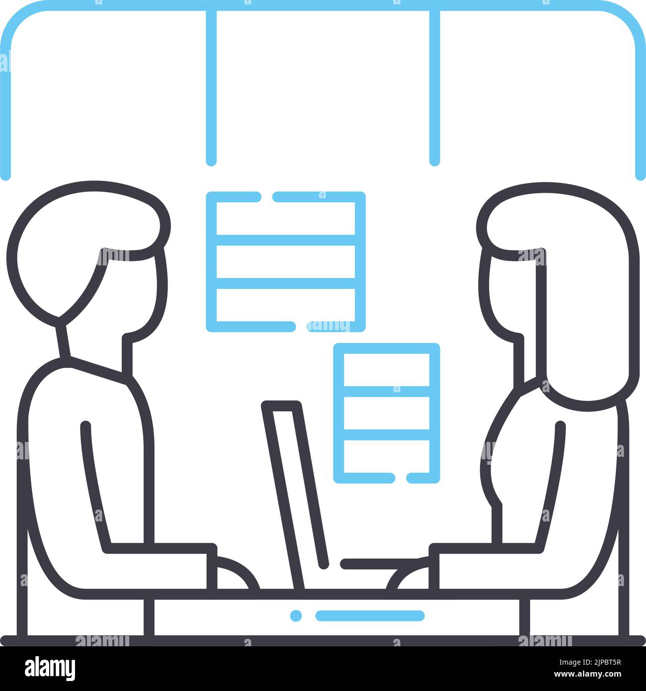 office work line icon, outline symbol, vector illustration, concept ...