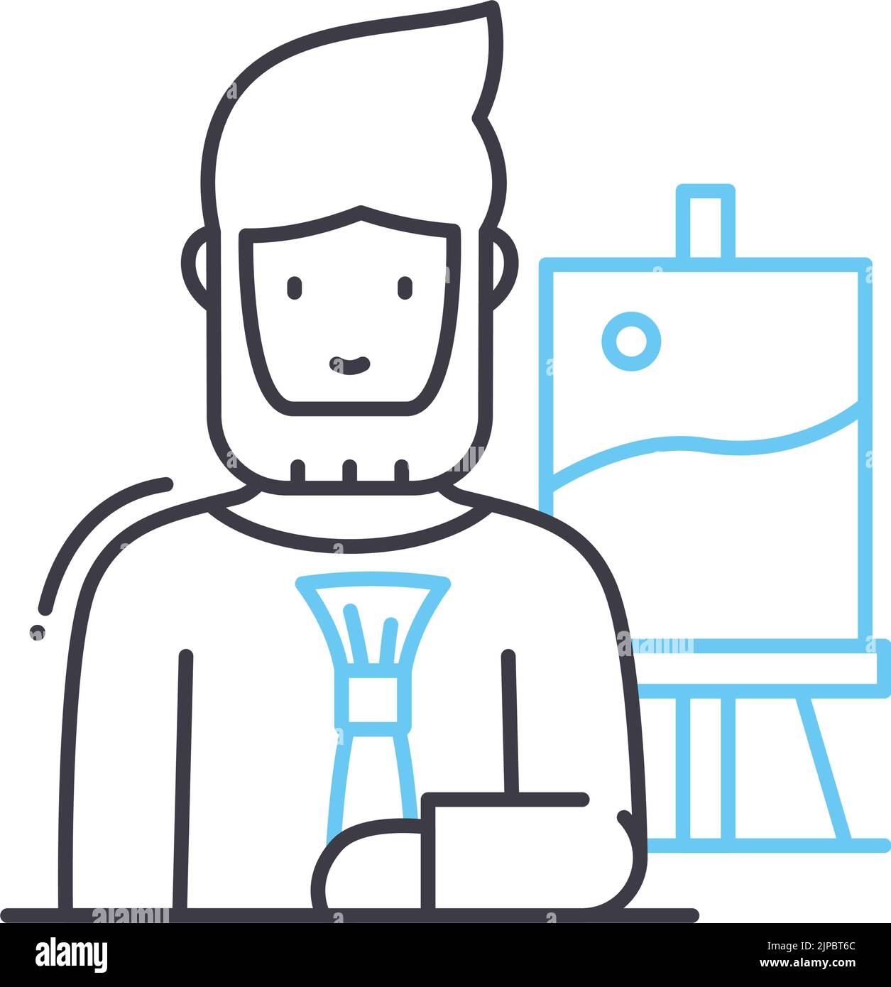 painter line icon, outline symbol, vector illustration, concept sign ...