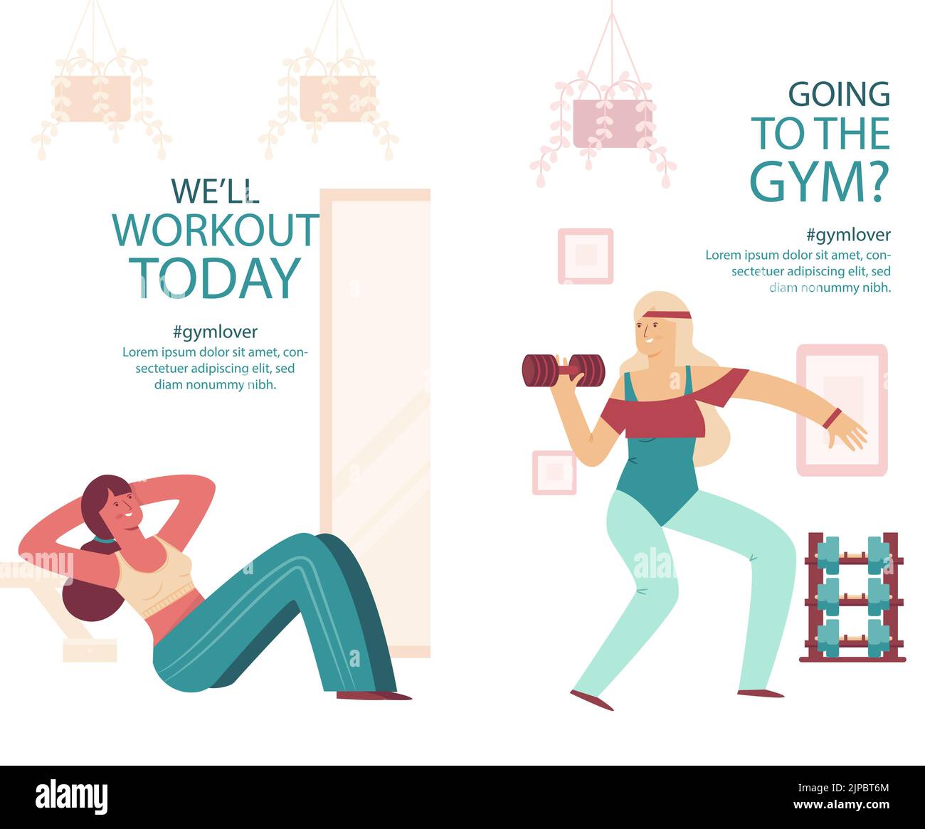 Flat design gym fitness stories template Vector illustration Stock ...