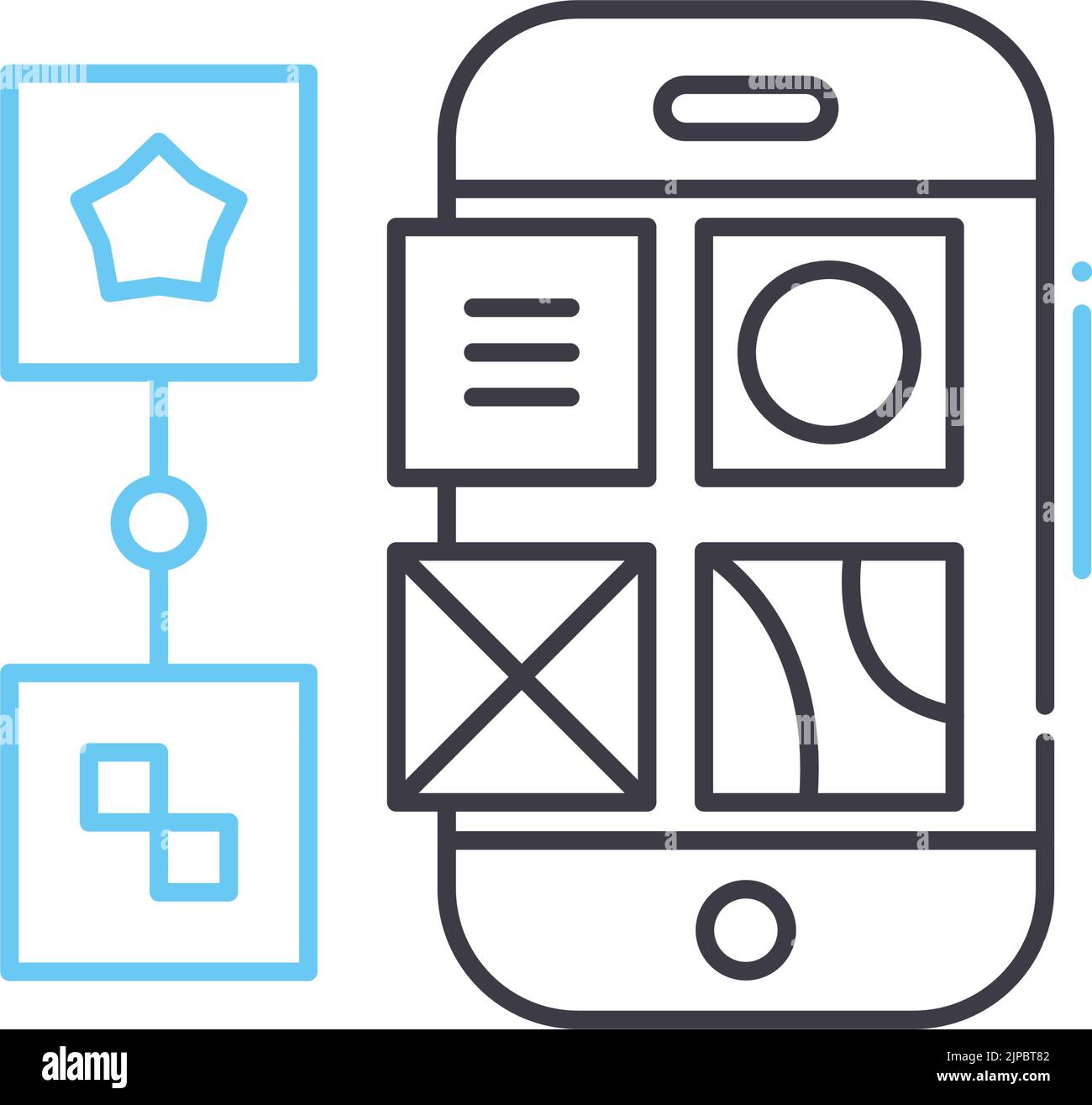 smartphone app line icon, outline symbol, vector illustration, concept ...