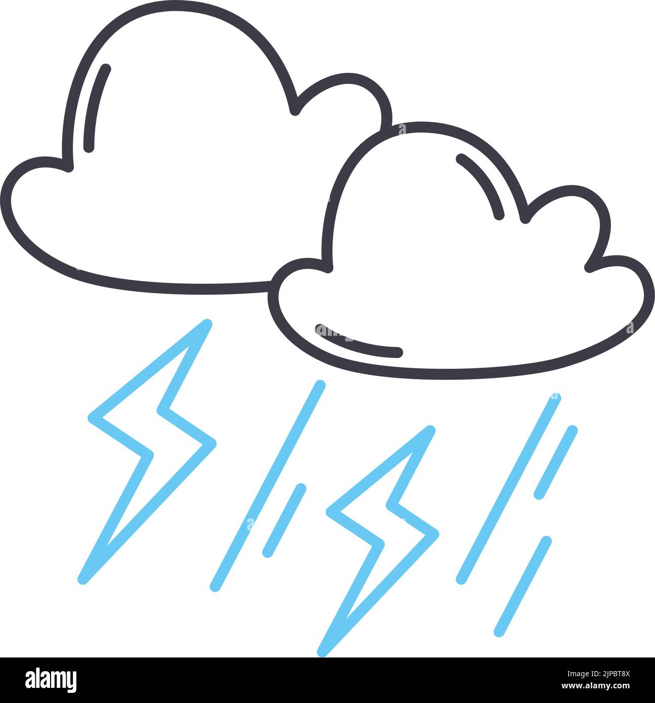 thunder line icon, outline symbol, vector illustration, concept sign ...