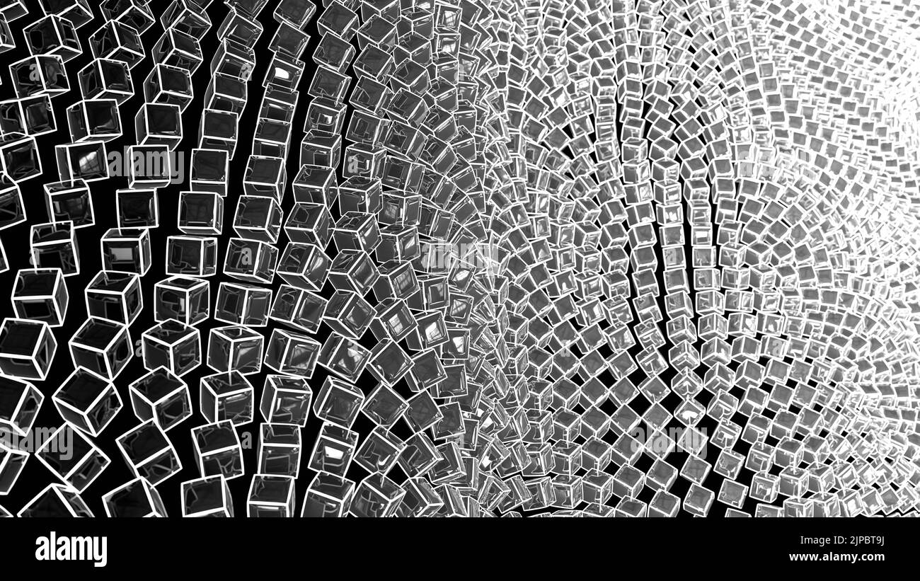 rendered simple-3D scene of series of stylized cubes with interesting ...