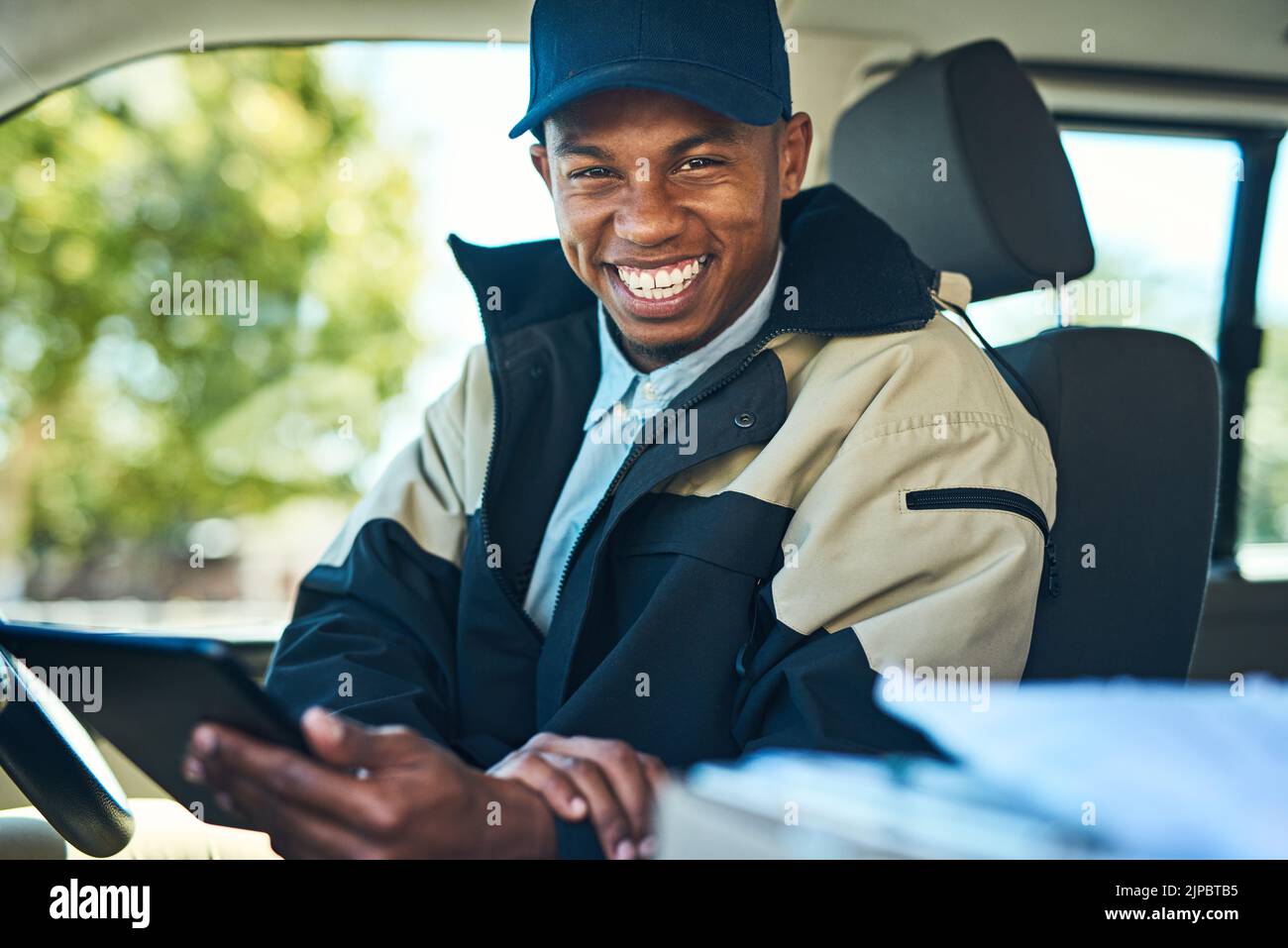 Our service runs on advanced operational systems. Portrait of a courier ...