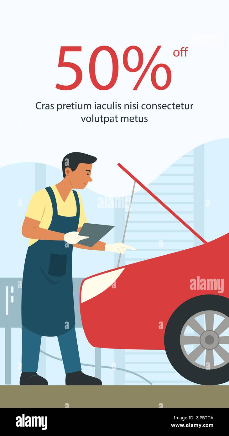 Hand drawn repair shop template design Vector illustration Stock Vector ...