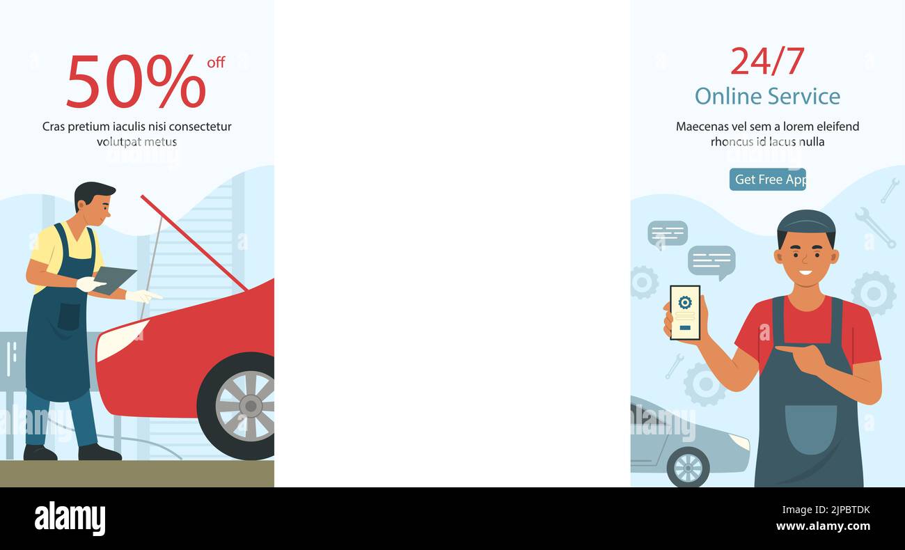 Hand drawn repair shop template design Vector illustration Stock Vector ...