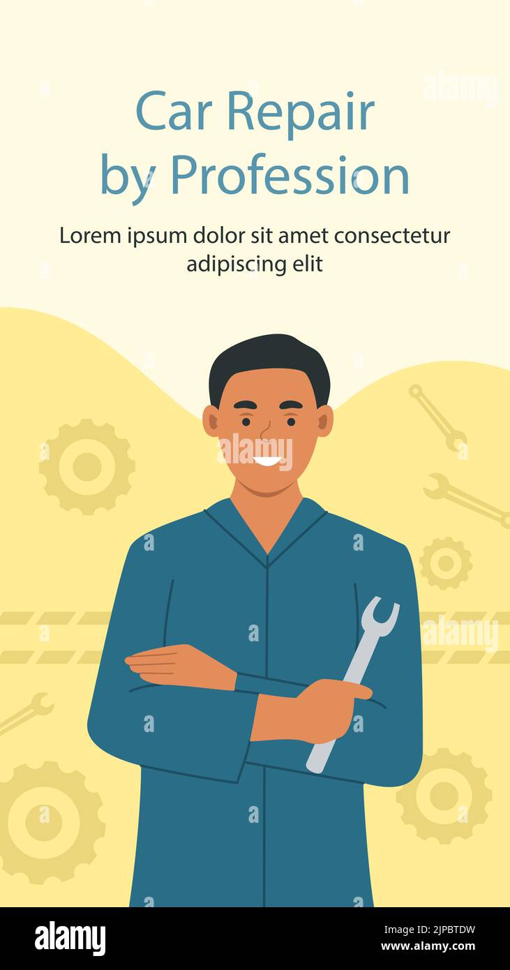 Hand drawn repair shop template design Vector illustration Stock Vector ...