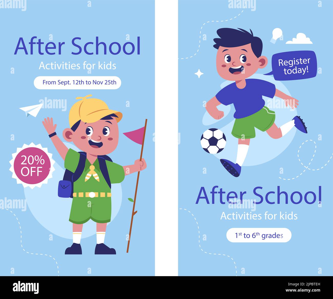 Hand drawn after school activities template Vector illustration Stock ...
