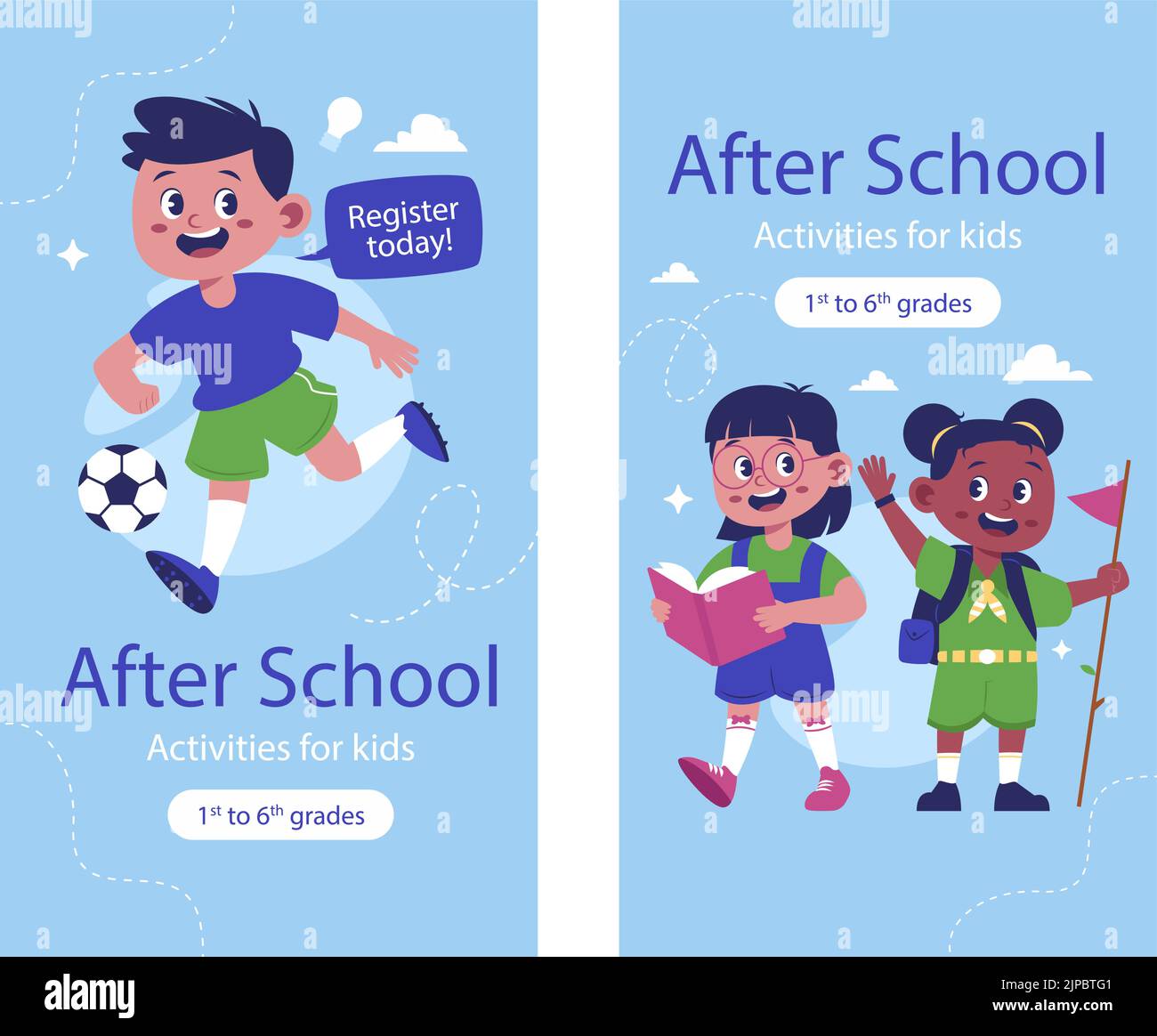 Hand drawn after school activities template Vector illustration Stock ...