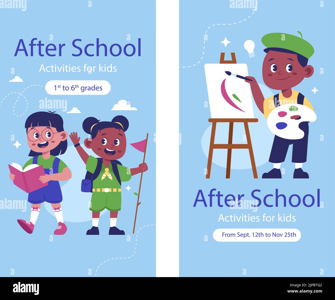 Hand drawn after school activities template Vector illustration Stock ...