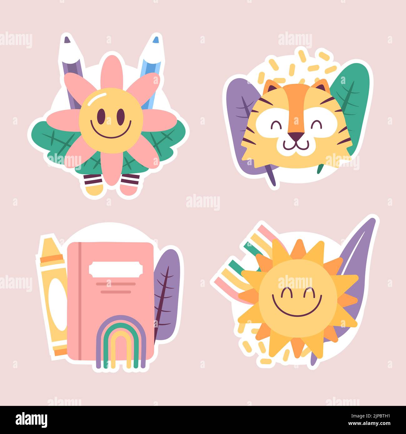 Hand drawn school sticker set Vector illustration Stock Vector Image ...